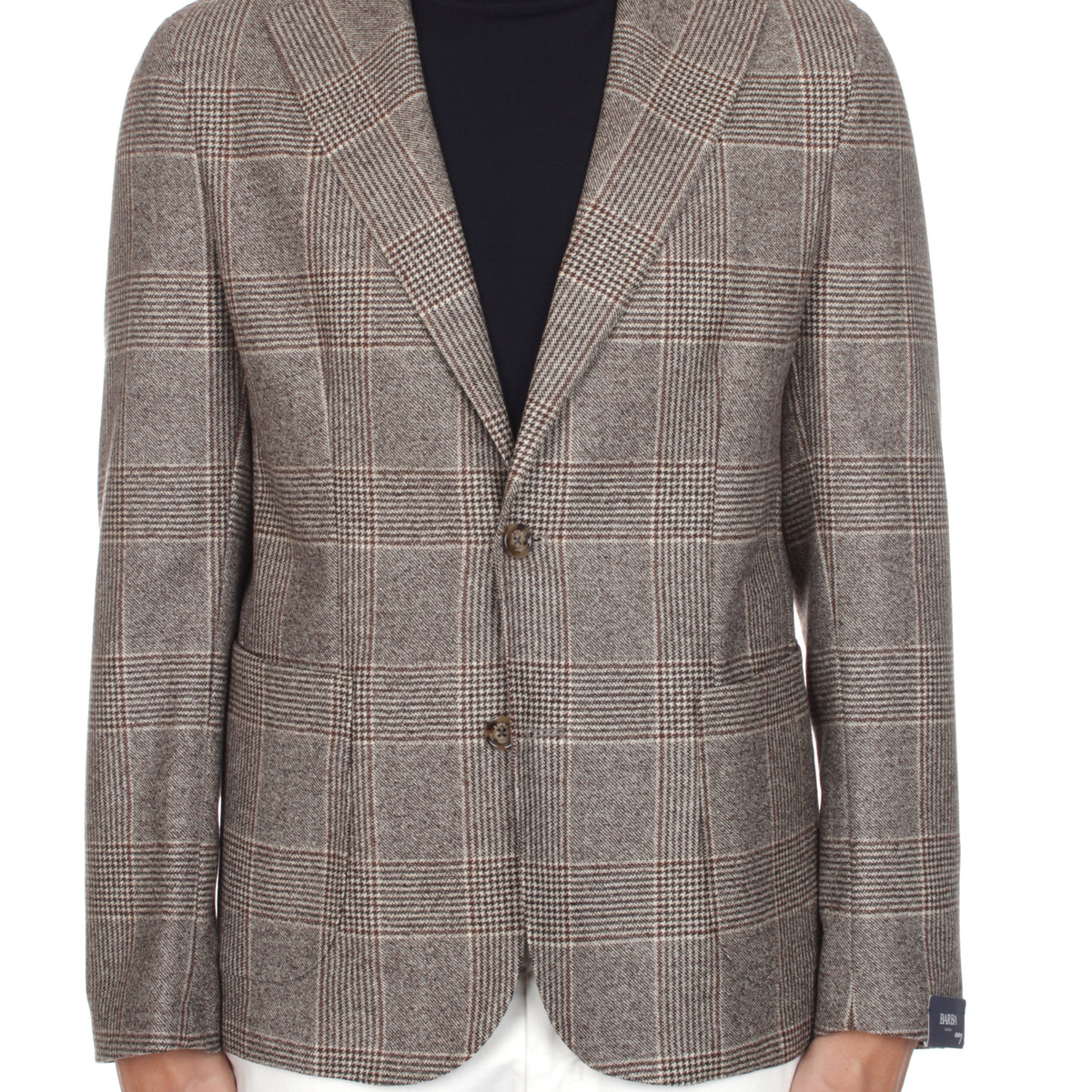 BARBA EASY SINGLE-BREASTED BLAZER PRINCE OF WALES BROWN 27 – Michi D'Amato