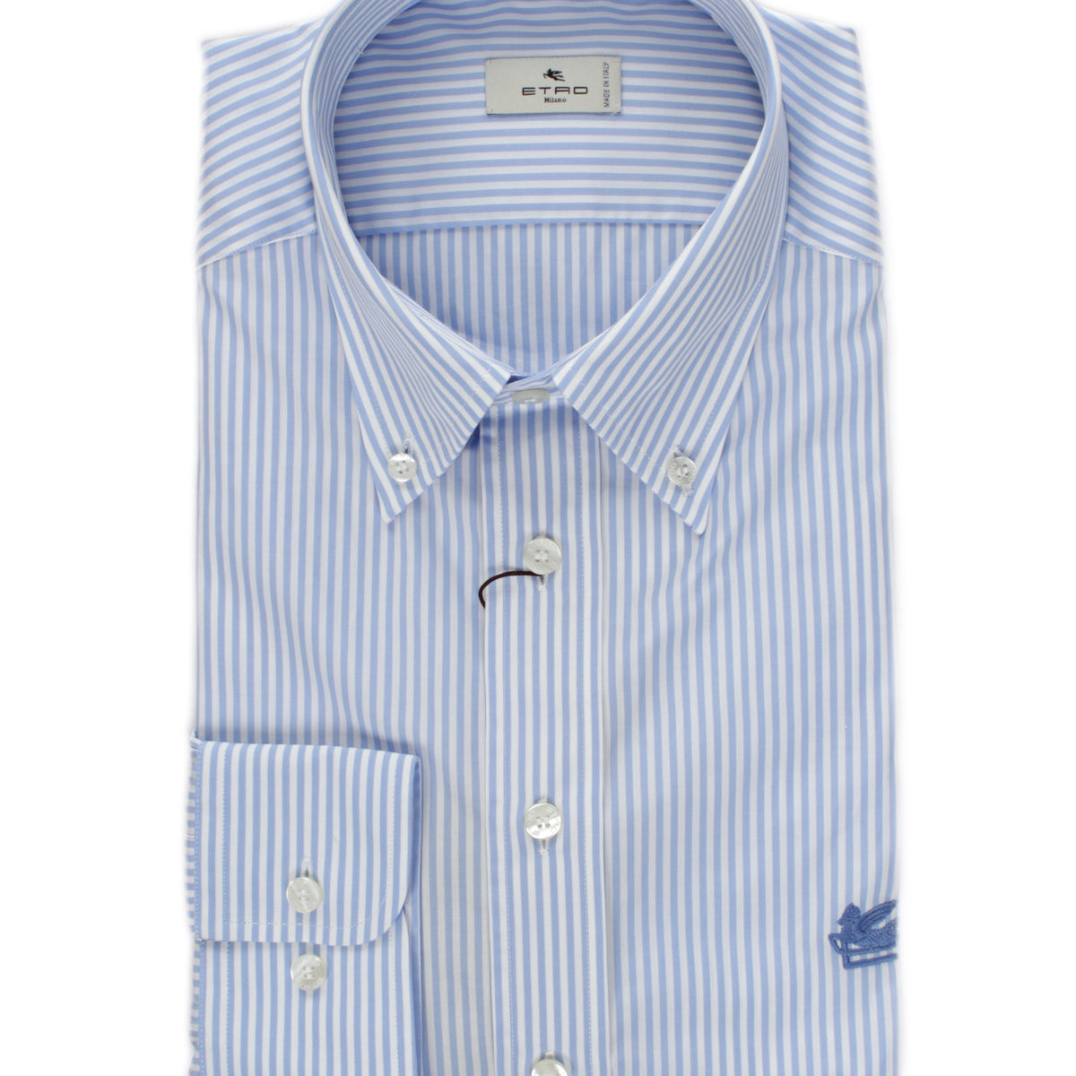 ETRO ROMA WHITE AND LIGHT BLUE STRIPED COTTON SHIRT – Michi D'Amato